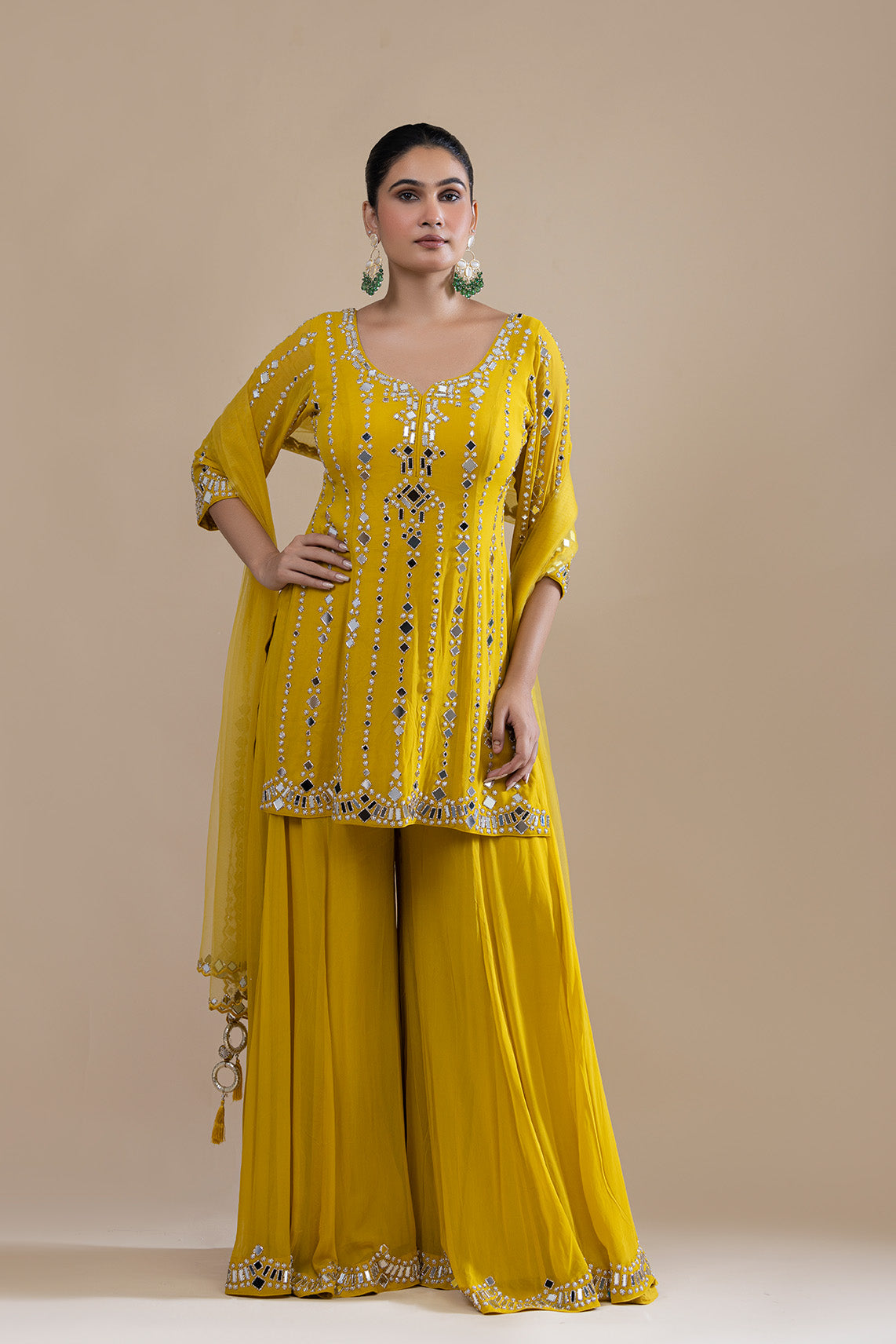Mirrored Sunshine Suit-Sharara Set - by Roop Vatika by Raj Arora