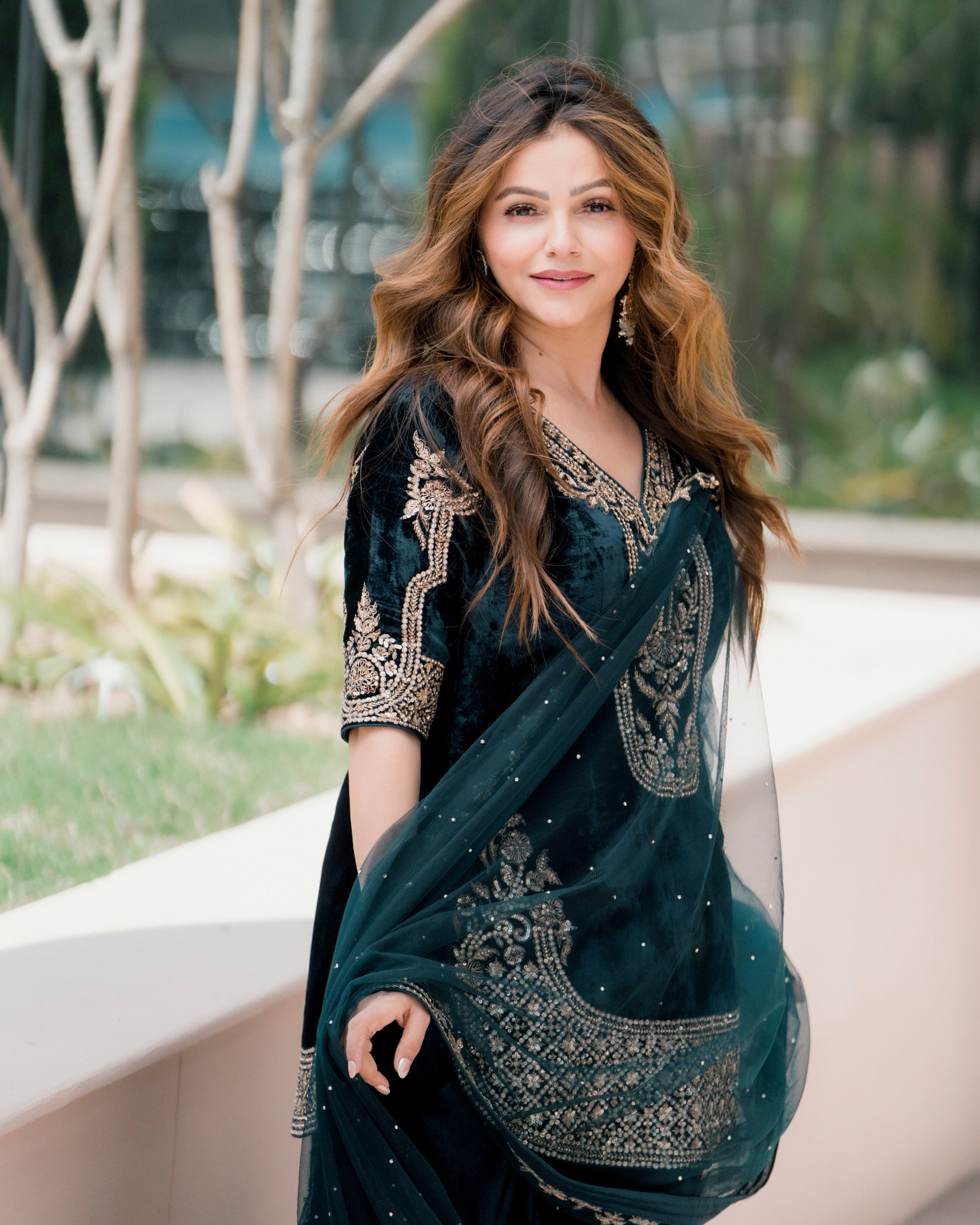 Rubina Dilaik in Velvet Blue Salwar Suit - Roop vatika by Raj Arora